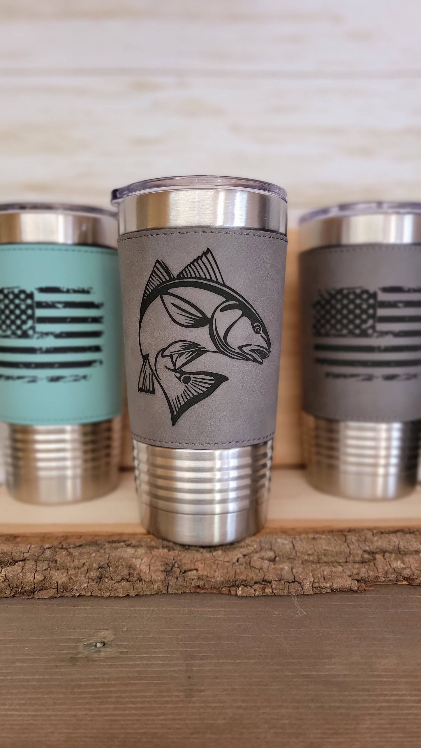 Fishing Leather Tumbler. Redfish Fishing Engraved Cup.: Rawhide – Bull ...