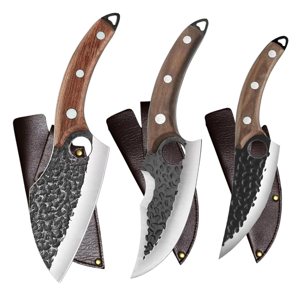 Hand Forged Kitchen Knife 3 Pcs Professional Chef Knife Set. – Bull Bay ...