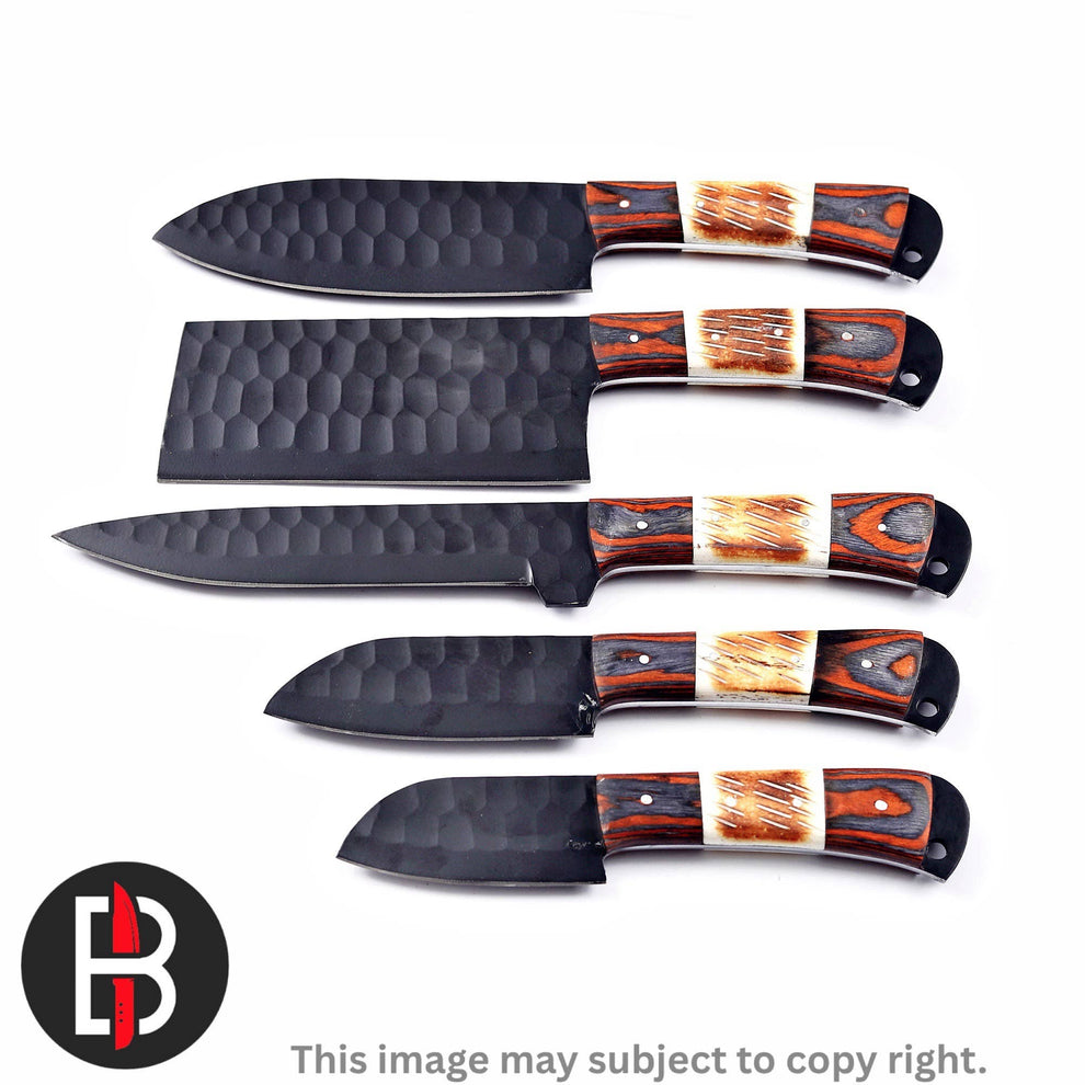 Camel Bone Carbon Steel Chef Set Hand Forged BBQ Chef Knives – Bull Bay ...
